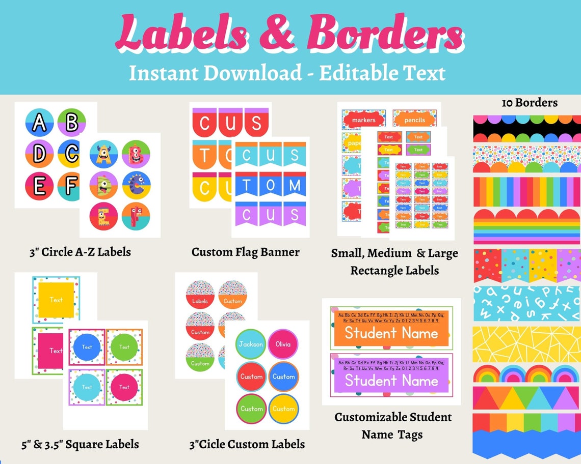 Rainbow Polka Dot Classroom Decor Bundle, Editable Classroom Bundle ...