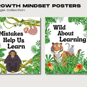 Jungle Growth Mindset Posters, Printable Kids Motivational Poster ...