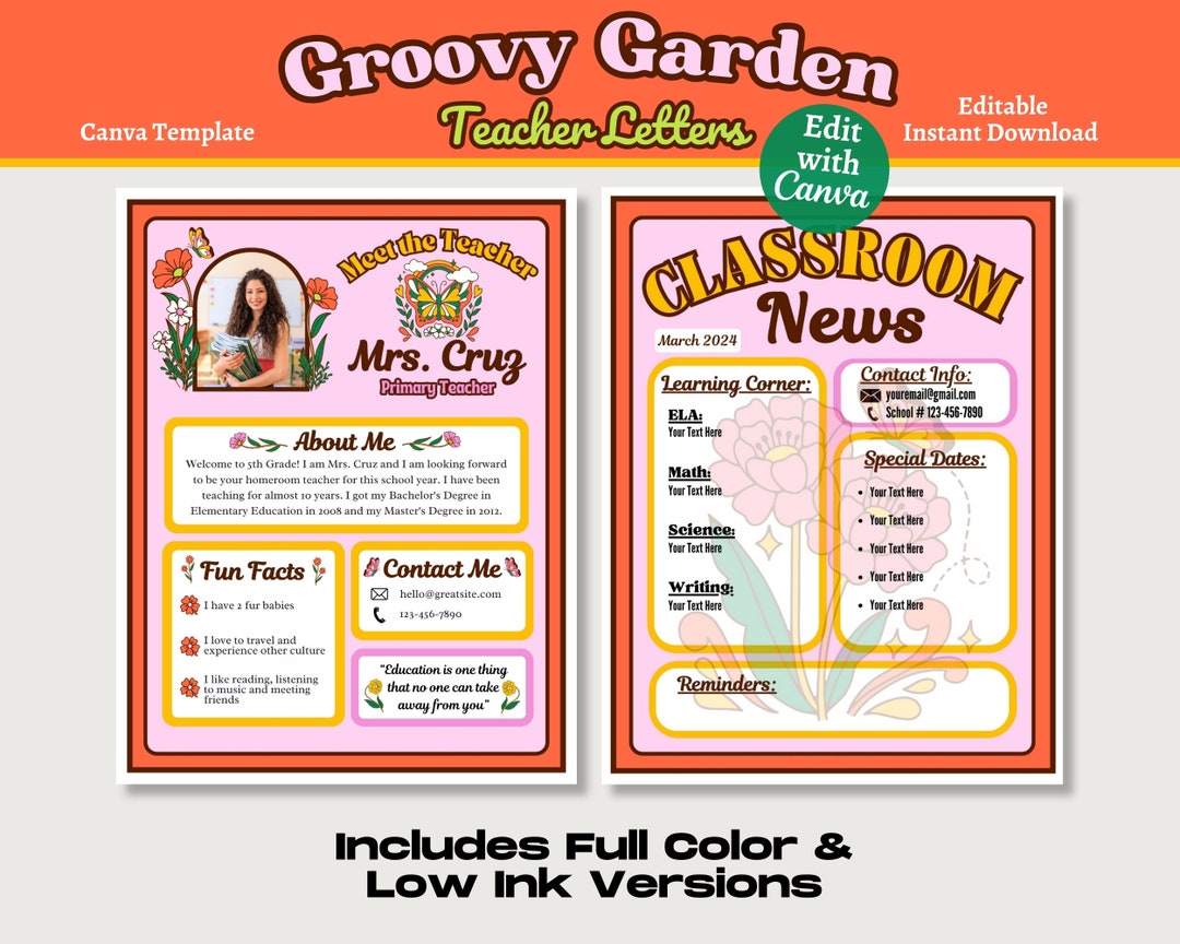 Meet the Teacher, Printable & Editable Classroom Newsletter, Retro ...