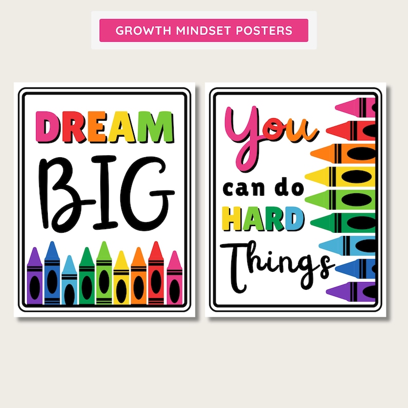 Rainbow Crayon Growth Mindset Posters: Editable Classroom Decor ...