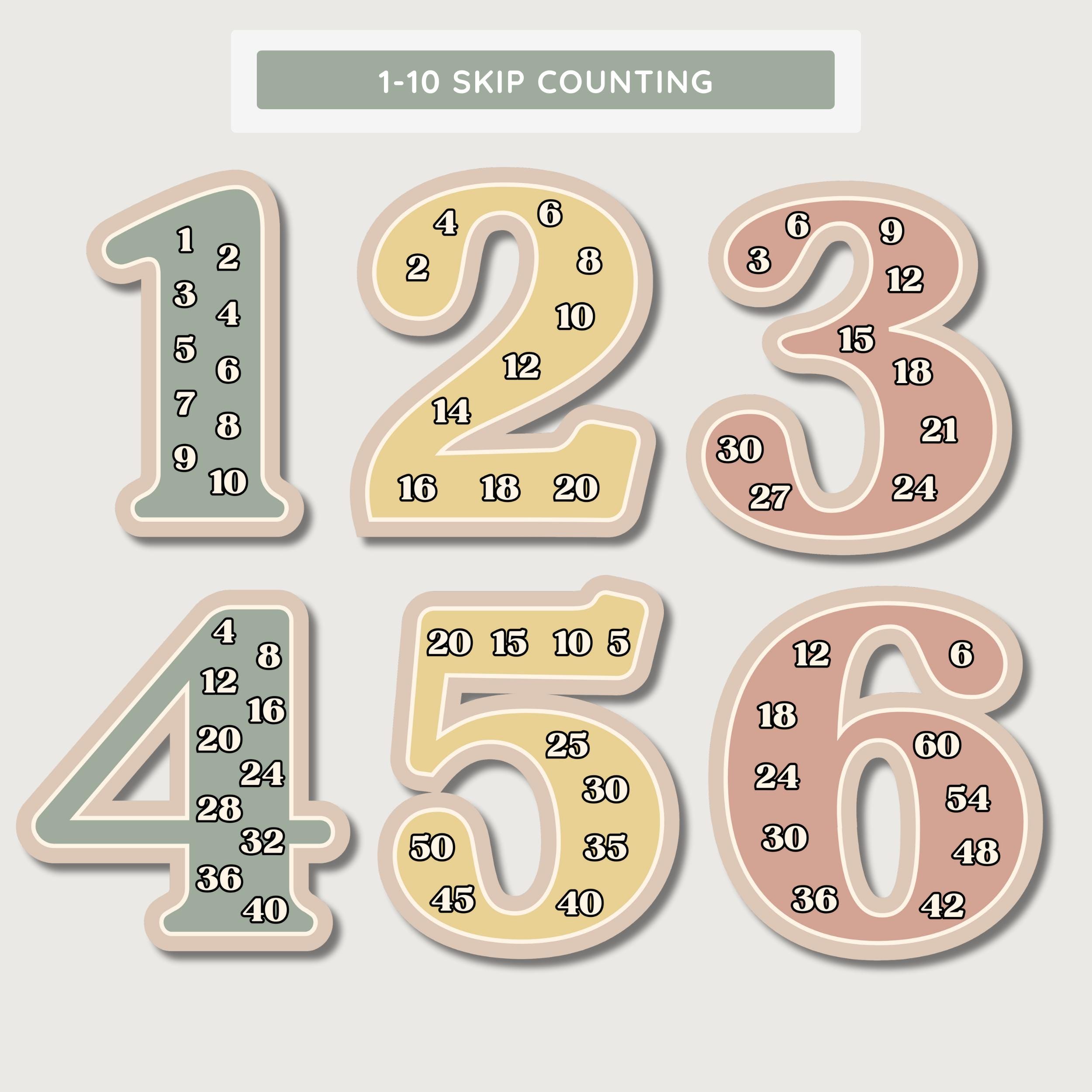 Boho Skip Counting Number Posters, Printable -30 to 200 Number Line ...