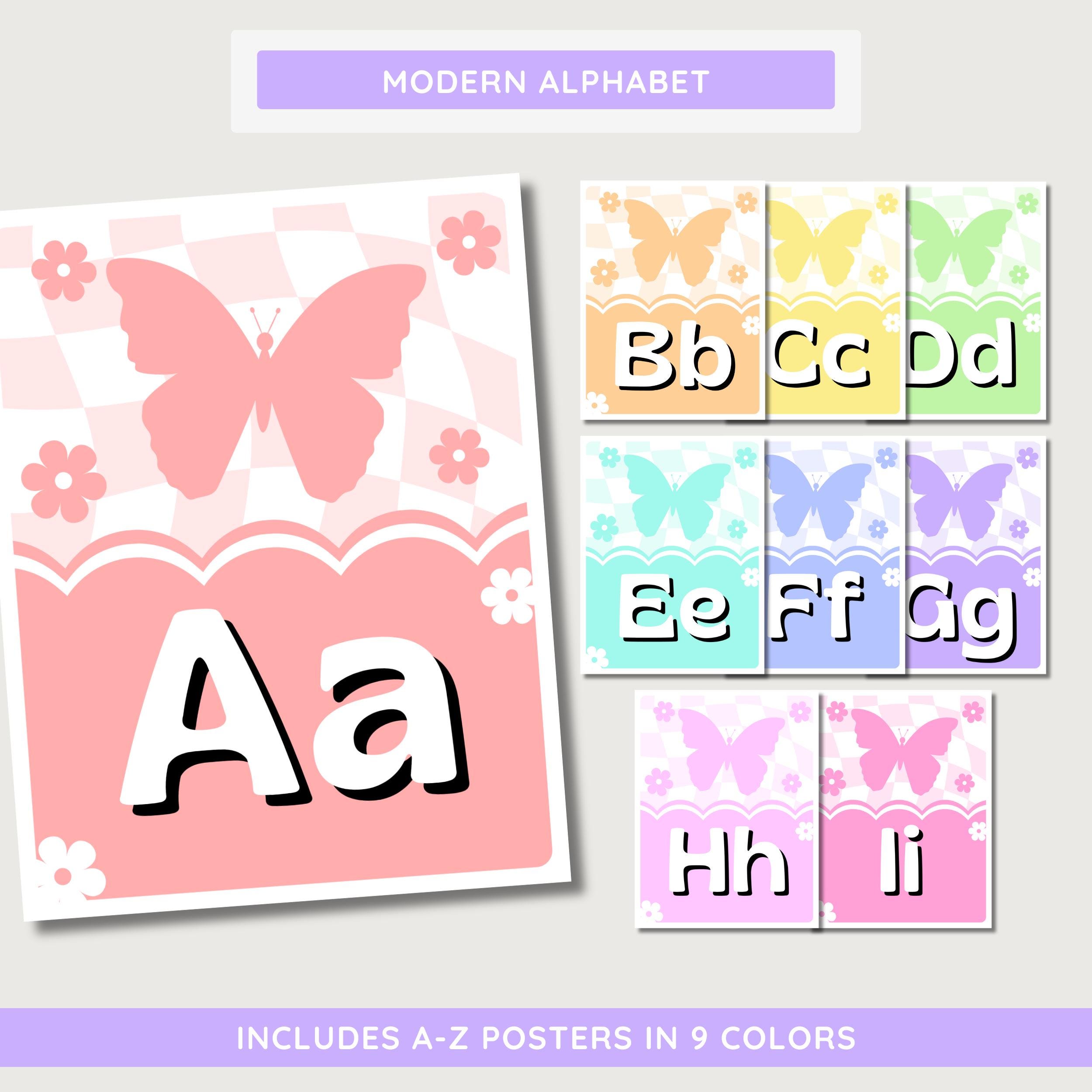 Pastel Butterfly Alphabet Posters: Cursive ABC Printable (canva ...