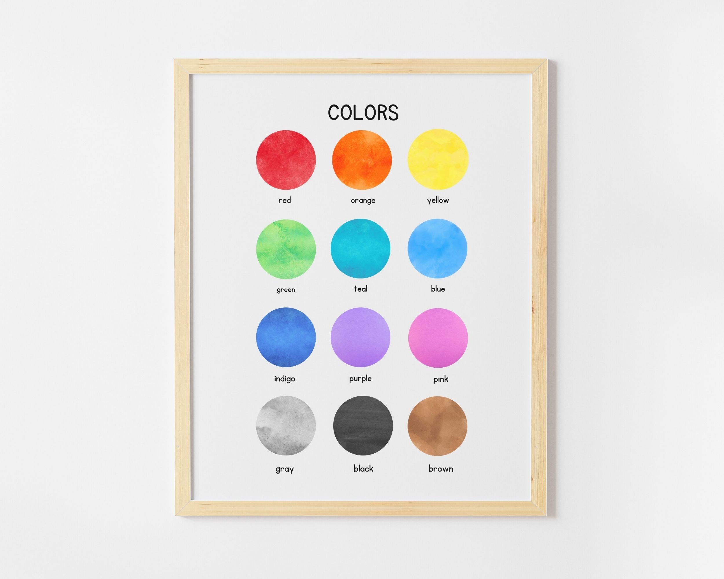 Set of Educational Posters, 8 Learning Prints, Watercolor Rainbow ...