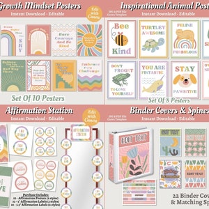 Boho Rainbow Classroom Decor Bundle: Teacher Printables (canva Template ...