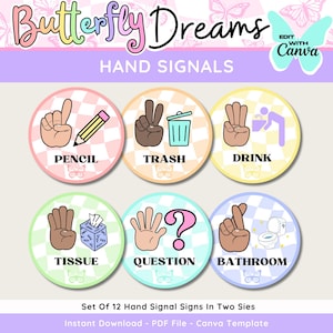 Hand Signal Posters, Printable Elementary Classroom Hand Signs, Pastel ...