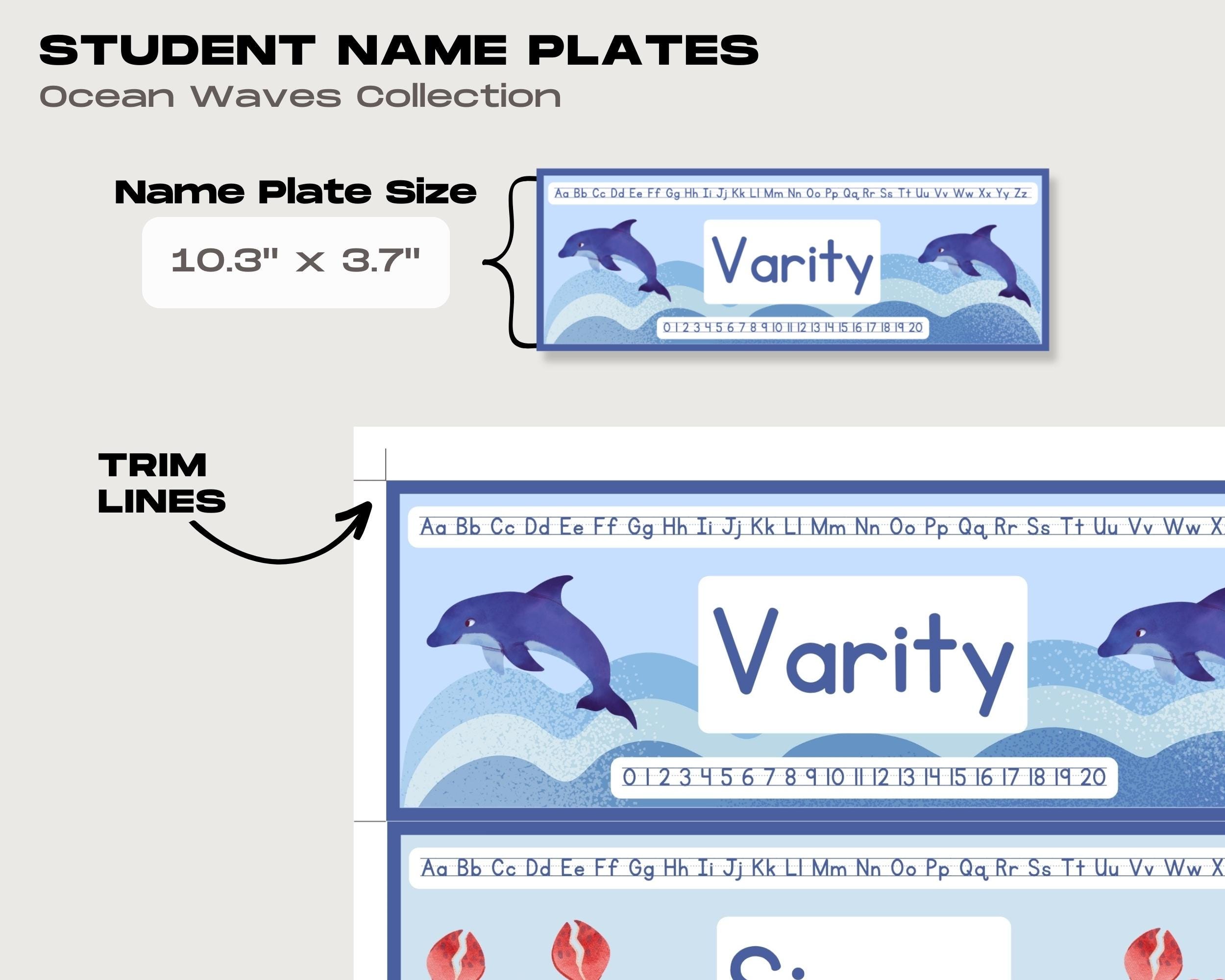 Ocean Theme Student Name Plates, Printable & Editable Classroom Desk ...