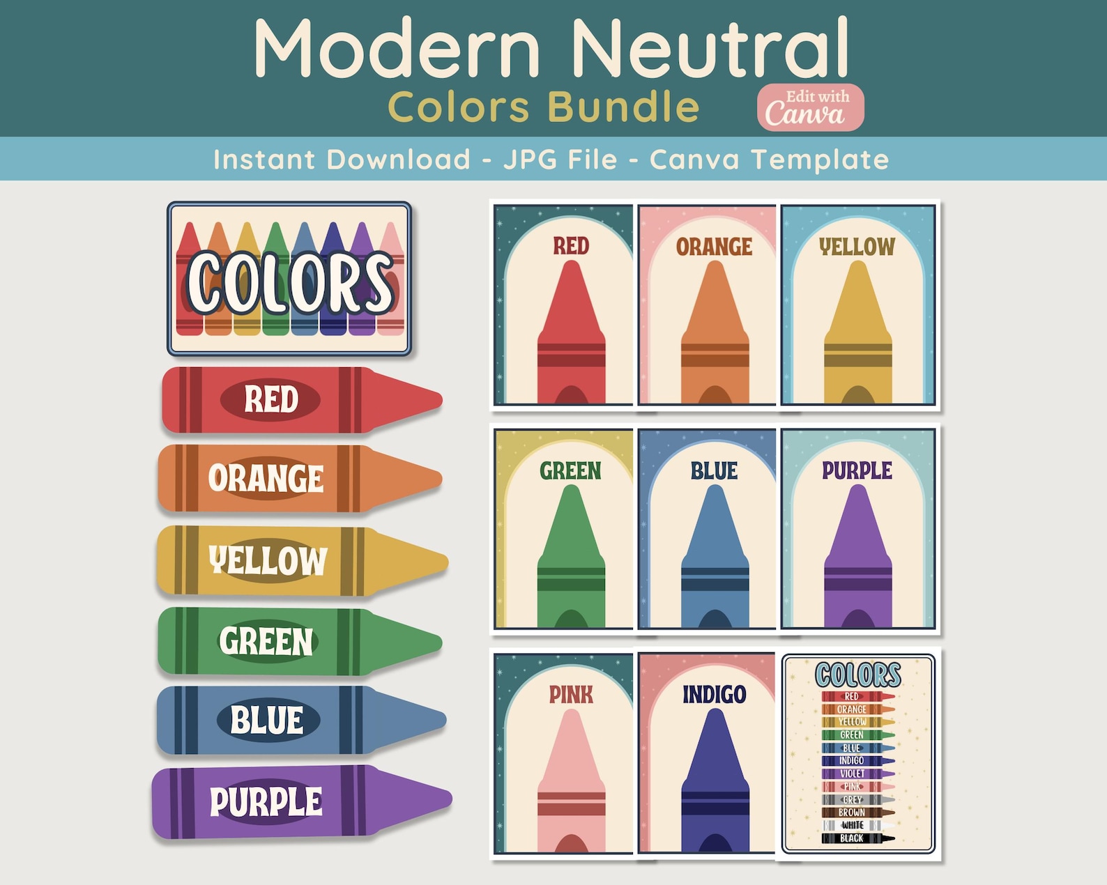 Classroom Color Posters, Printable Crayon Color Posters, Colours ...