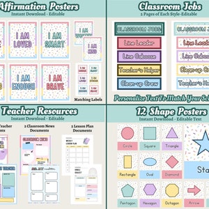 Pastel Classroom Decor Bundle, Editable Classroom Bundle, Canva ...