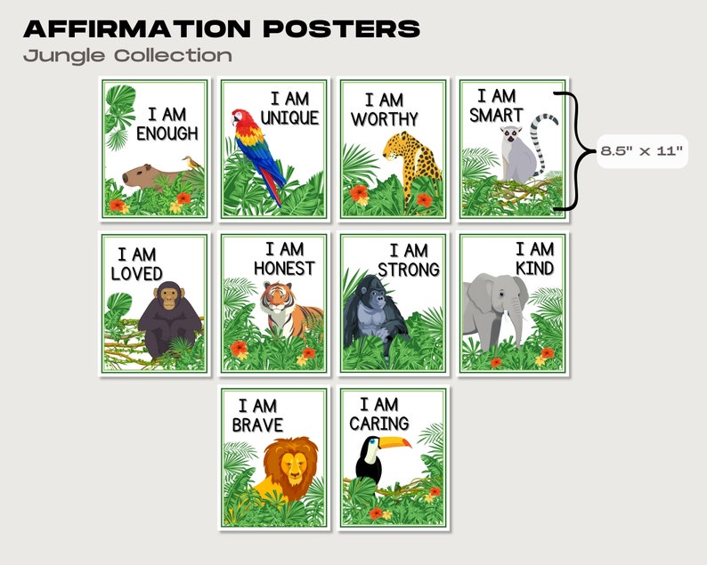 Jungle Affirmation Bundle, Classroom Affirmation Station, Editable ...