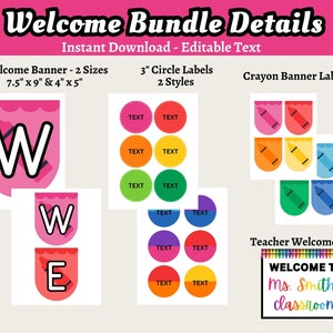 Rainbow Crayons Welcome Bundle, Editable Classroom Decor, Canva ...