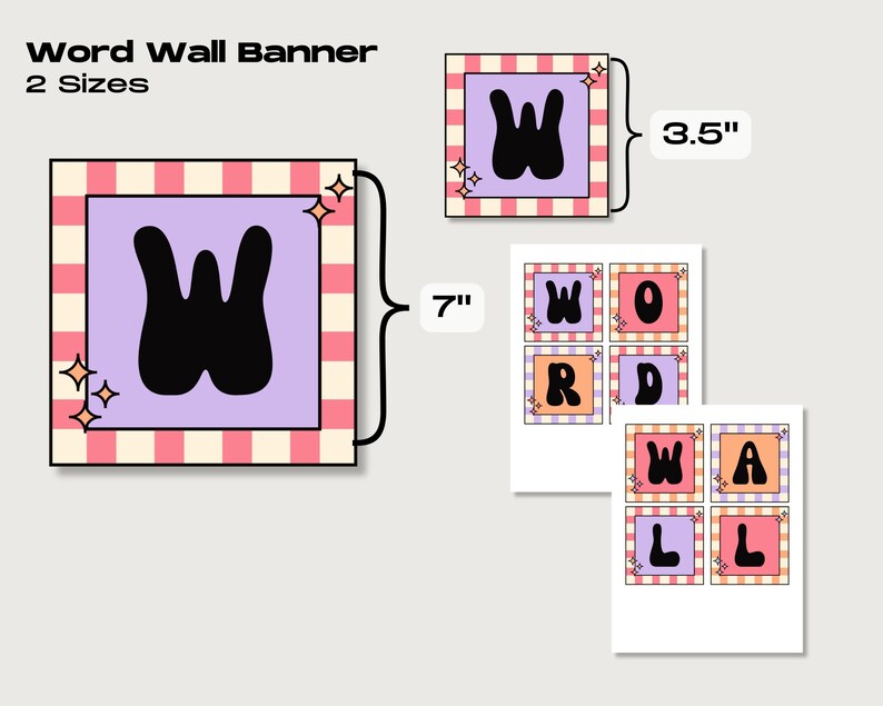 Retro Word Wall Bundle, Editable Word Wall Display, Printable Primary ...