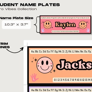 Retro Student Name Plates, Printable & Editable Classroom Name Tags ...