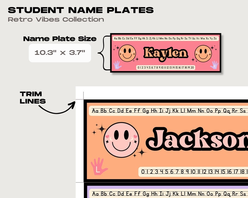 Retro Student Name Plates, Printable & Editable Classroom Name Tags ...