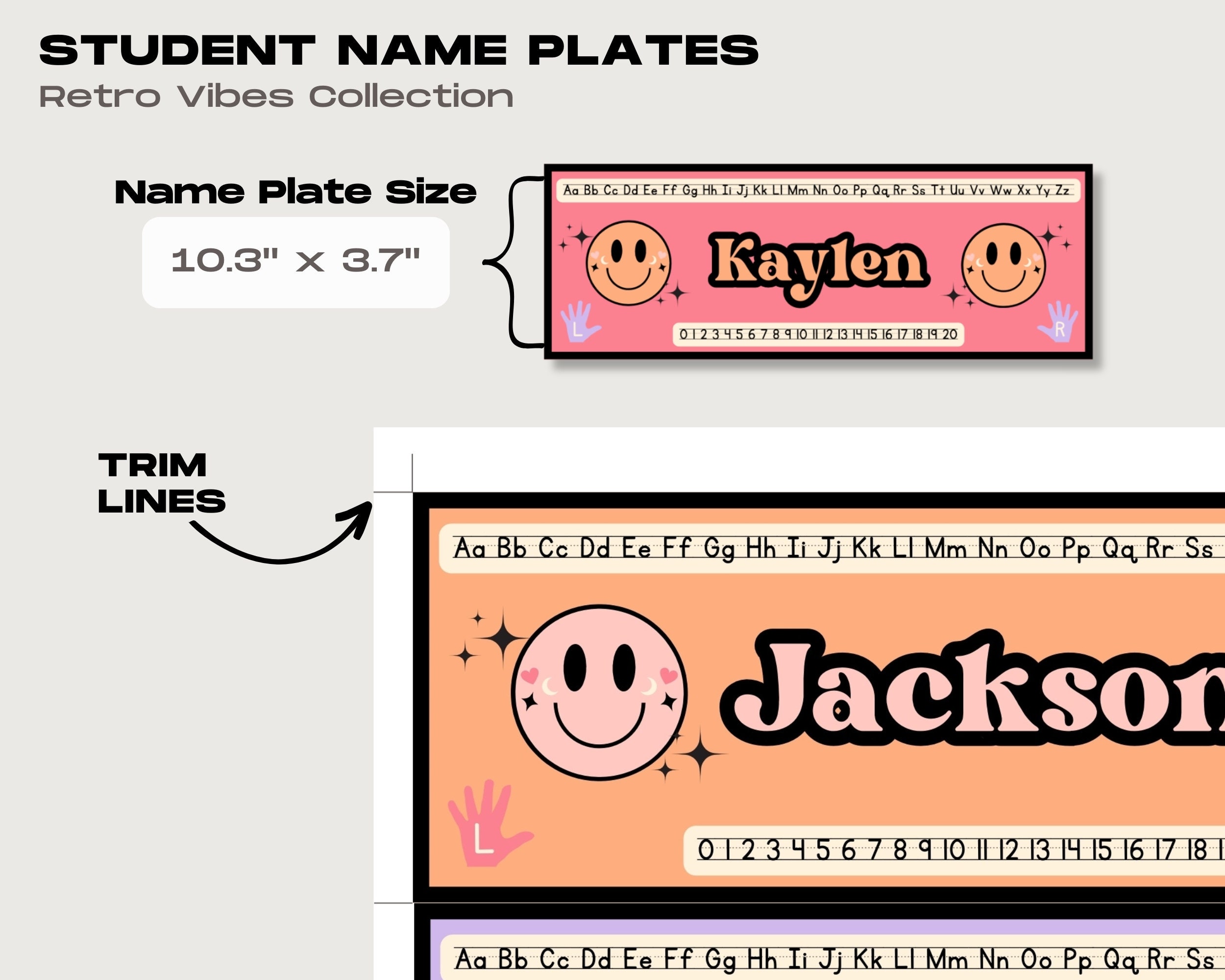 Retro Student Name Plates, Printable & Editable Classroom Name Tags ...