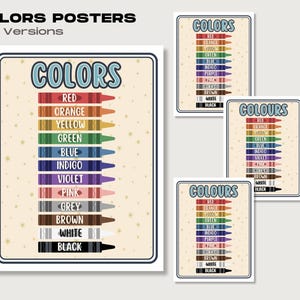 Classroom Color Posters, Printable Crayon Color Posters, Colours ...