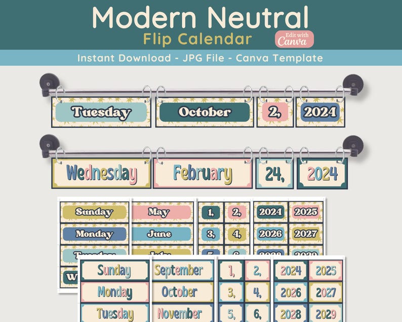 Classroom Flip Calendar, Printable & Editable Classroom Calendar ...