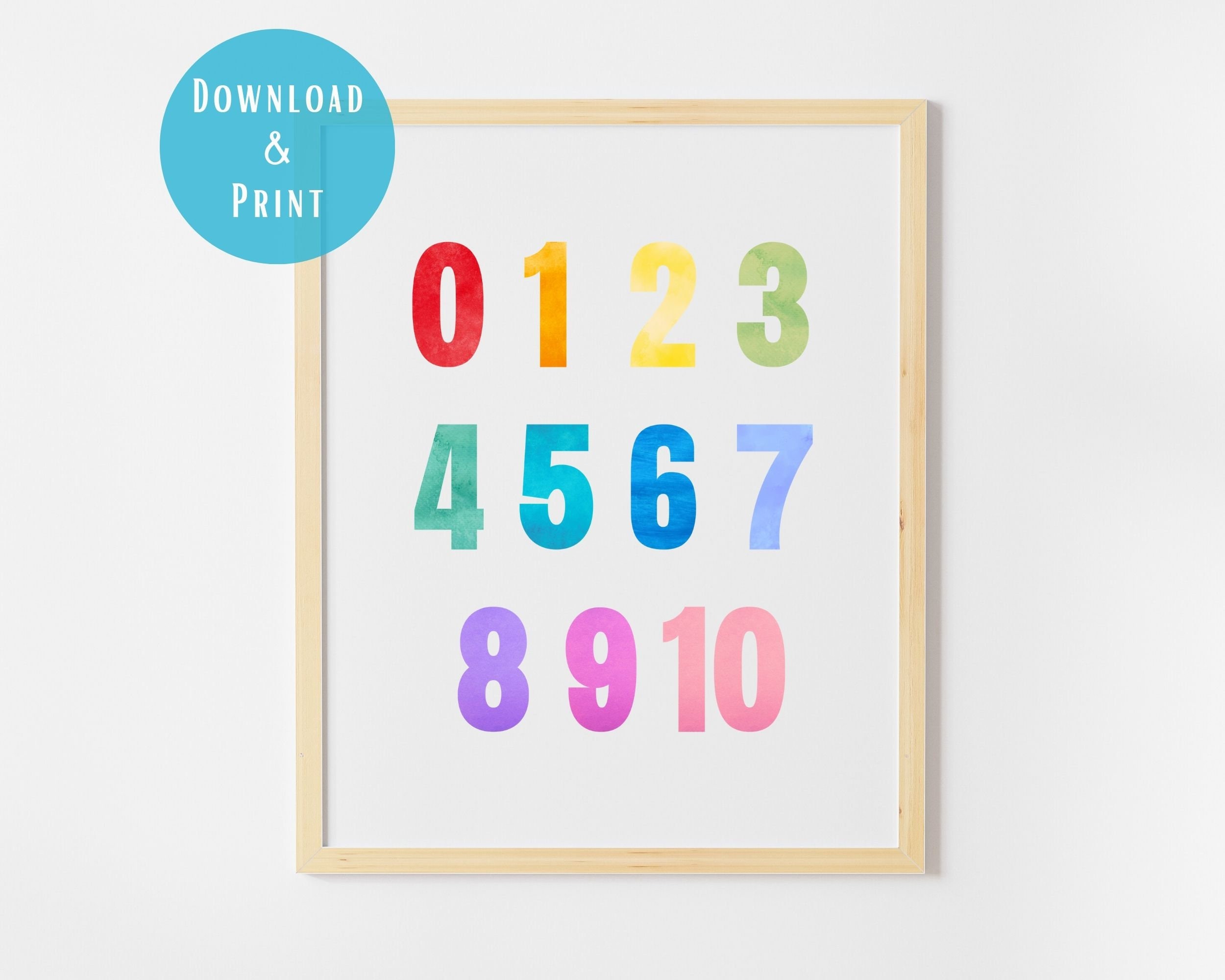 Set of Educational Posters, 8 Learning Prints, Watercolor Rainbow ...