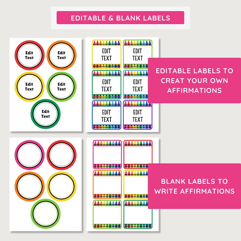 Rainbow Crayon Affirmation Station Kit: Editable Classroom Decor (canva ...
