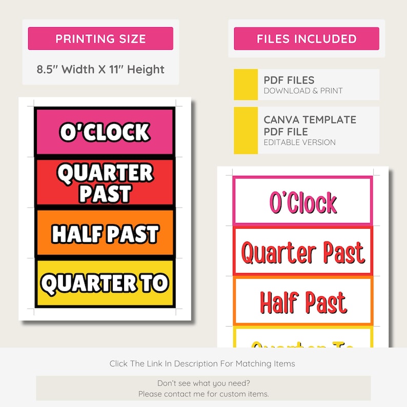 Rainbow Classroom Clock Labels, Printable & Editable Left Right Hand ...