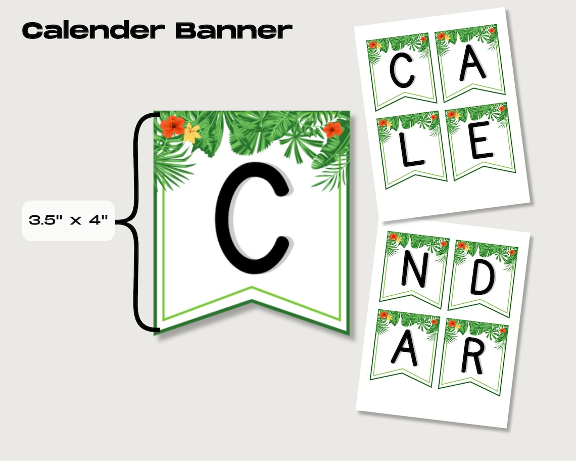 Jungle Calendar Bundle: Editable Classroom Decor (canva Template) - Etsy