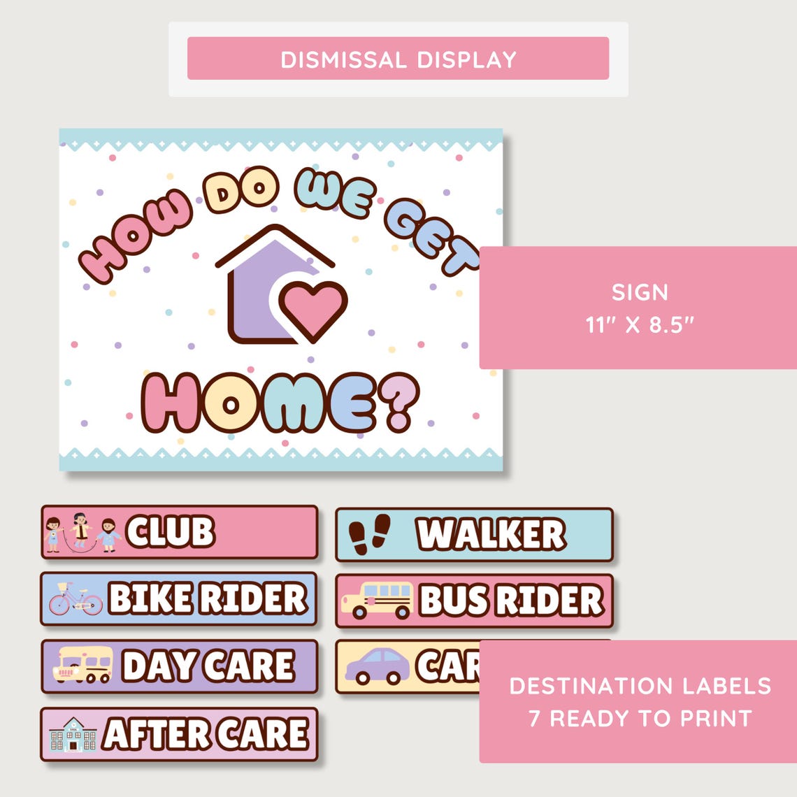 Student Dismissal Display: Pastel Classroom Decor (canva Template) - Etsy