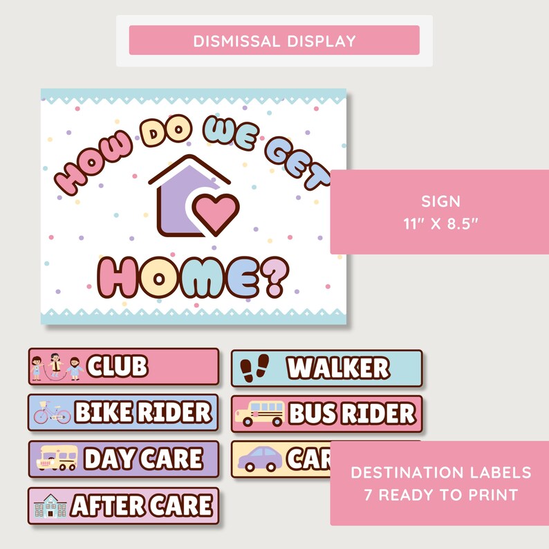 Student Dismissal Display: Pastel Classroom Decor (canva Template) - Etsy