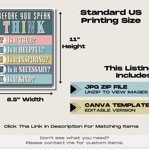 Before You Speak THINK Poster, Printable & Editable Classroom Poster ...