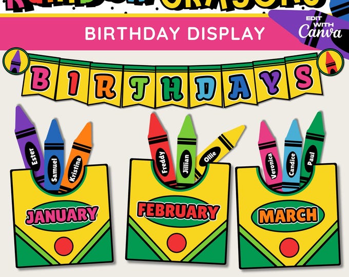 Crayon Birthday Bulletin Board Kit || Birthday Display Bulletin Boards ...