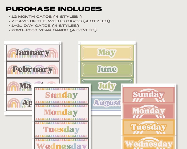 Classroom Flip Calendar Display, Editable Canva Template, Modern Boho ...