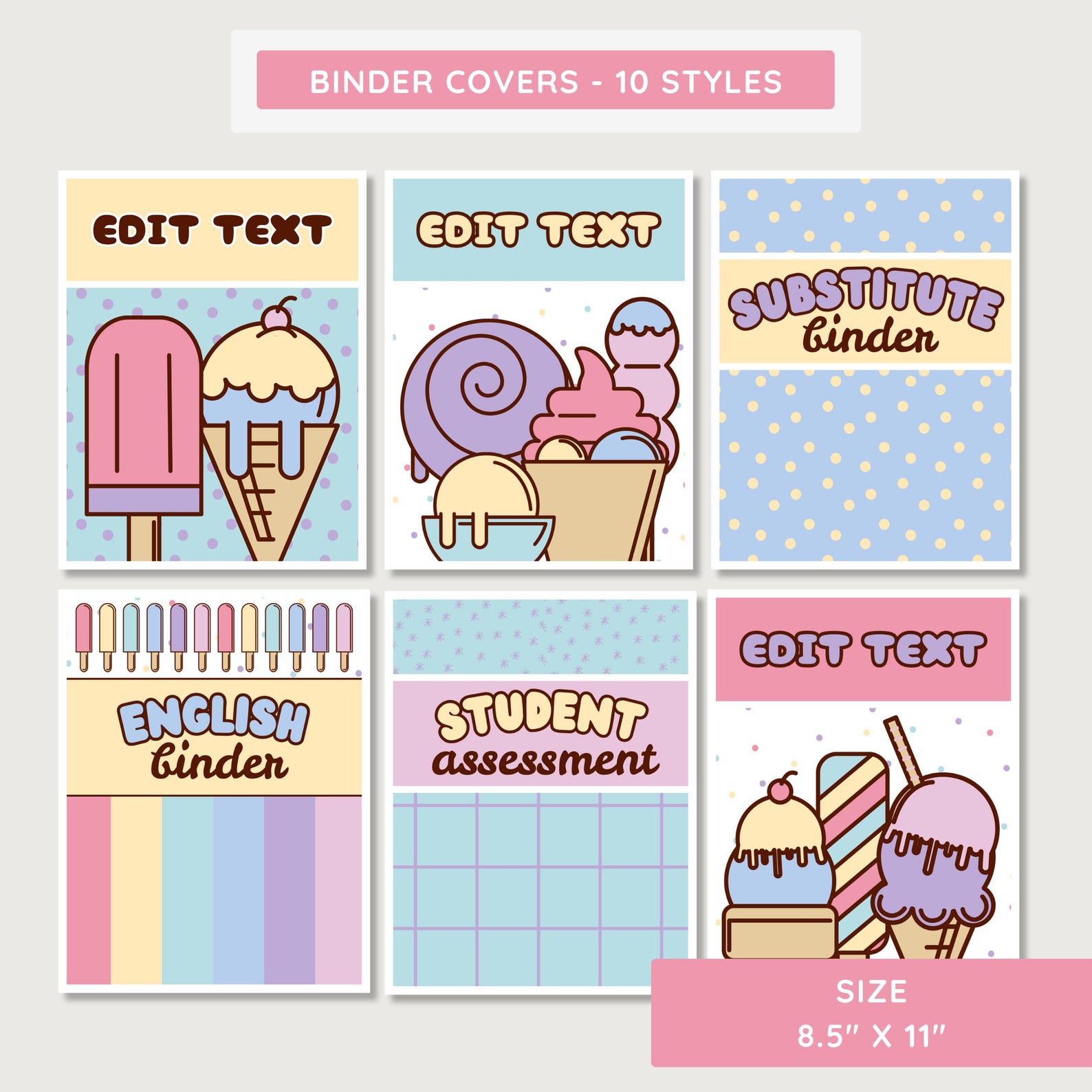 Editable Pastel Binder Covers & Spines, Printable Binder Template ...