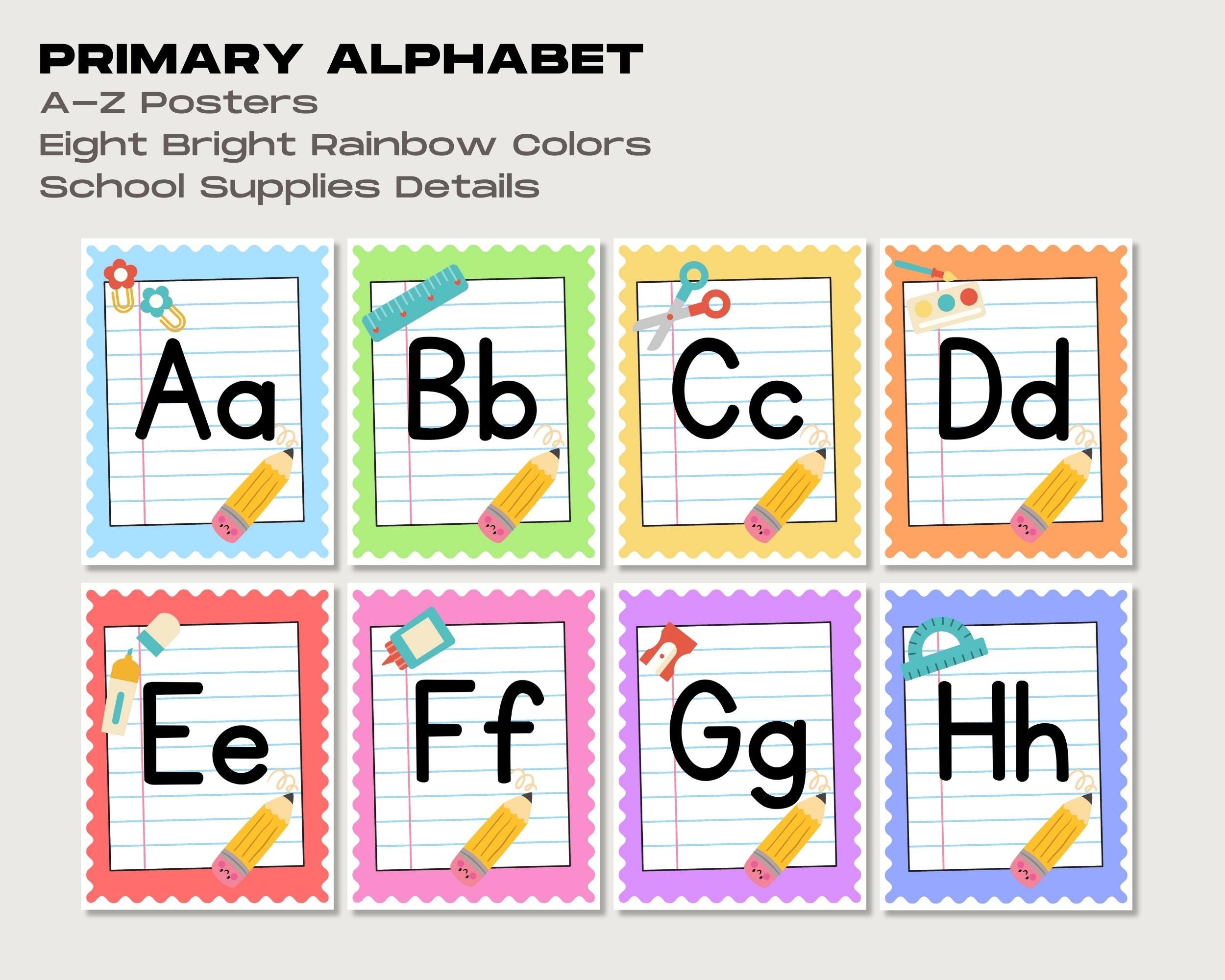 School Supply Alphabet Posters, Printable & Editable A-Z Classroom ...