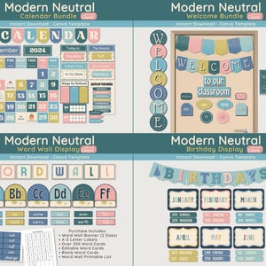 Editable Modern Classroom Decor Printable Bundle, Neutral Complete ...