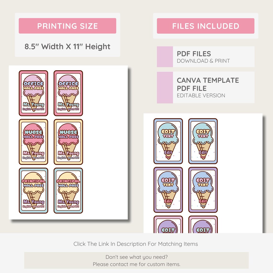 Classroom Hall Passes, Printable & Editable Hall Passes, Pastel ...