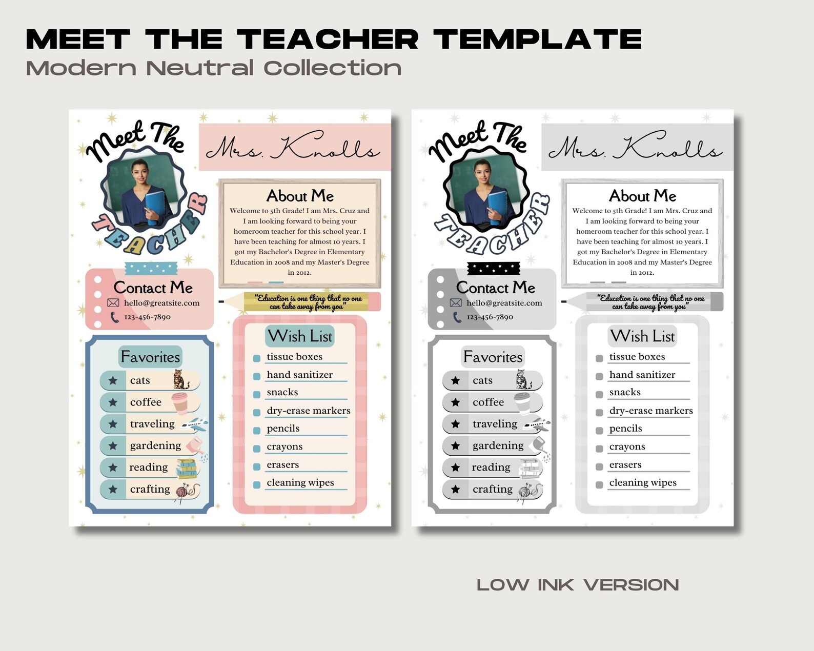 Meet the Teacher Template, Printable & Editable Teacher Introduction ...