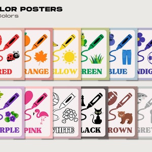 Set of 12 Color Posters, Editable Teacher Printable, Pre-k Preschool ...