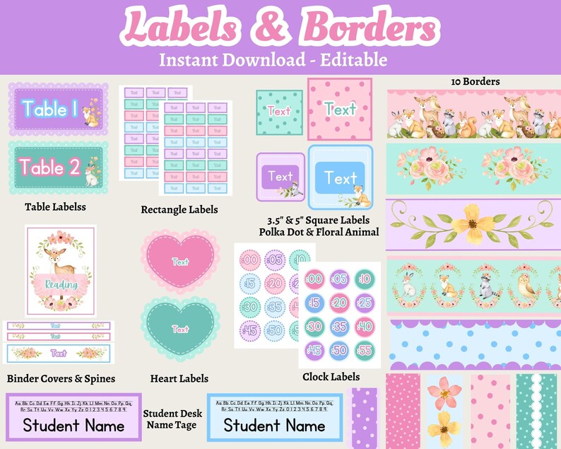 Woodland Animals Classroom Decor Bundle, Editable School Decor, Teacher ...