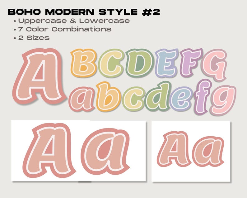Boho Modern Bulletin Board Letters, Editable & Printable A-Z Boho ...