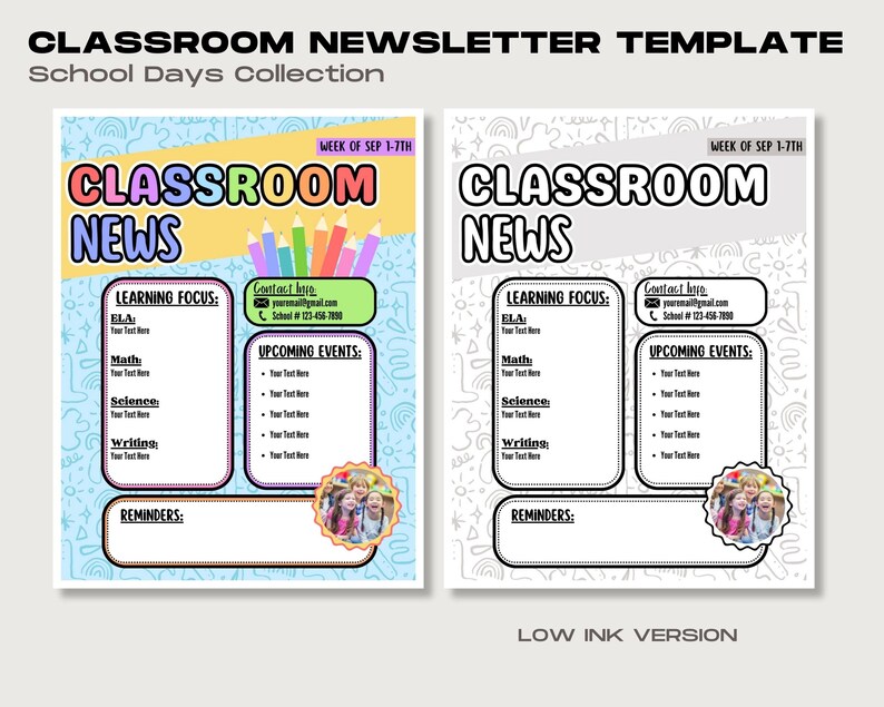 Classroom Newsletter Template, Printable Editable School Newsletter ...