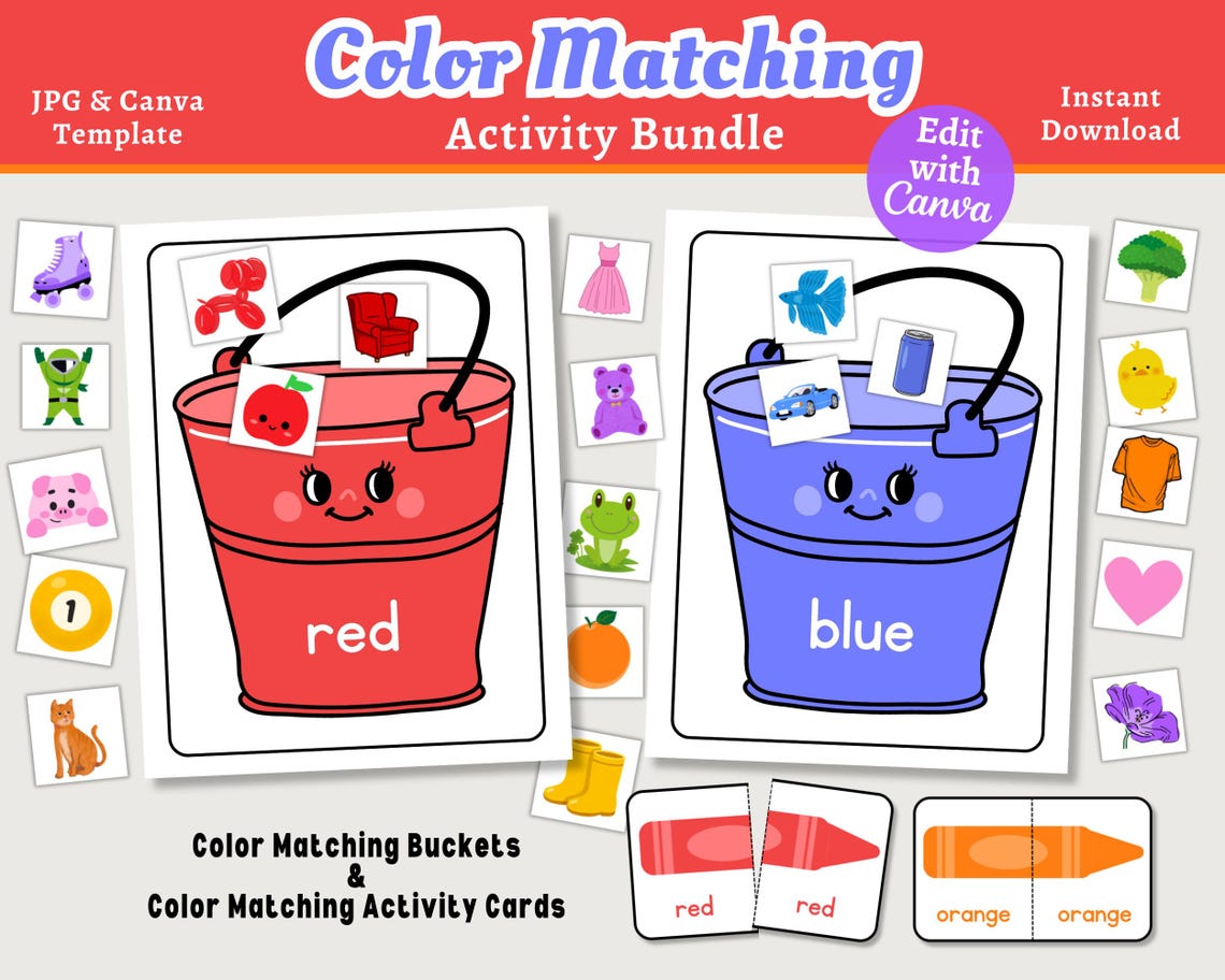 Color Matching Activity Bundle: Printable Preschool Cards (digital ...