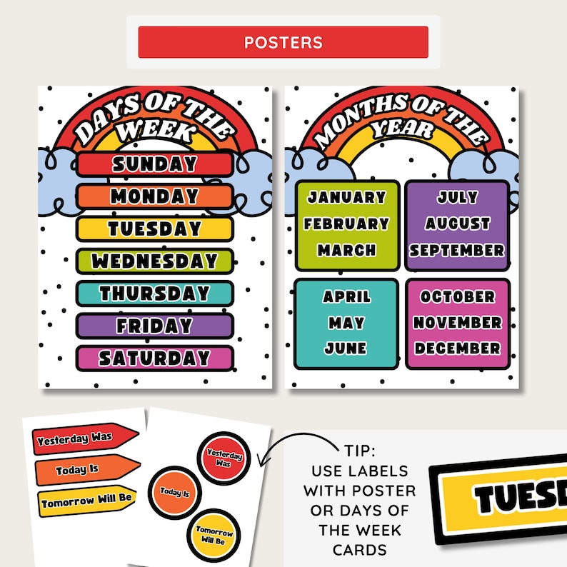 Rainbow Classroom Calendar Bundle: Printable Weather Station (canva ...