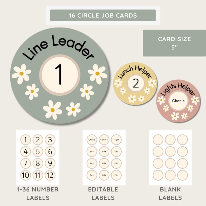 Boho Daisy Classroom Jobs Display: Editable Student Helpers (canva ...