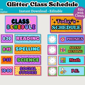 Classroom Schedule Display, Printable & Editable Class Schedule ...