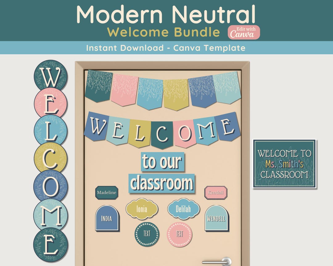 Classroom Welcome Display, Modern Printable & Editable Classroom Door ...