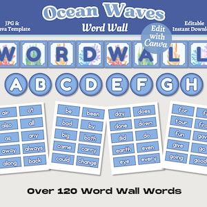 Ocean Theme Word Wall, Printable & Editable Classroom Sight Words Wall ...