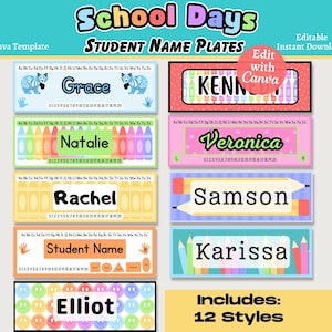 Rainbow Student Name Plate Template, Printable Editable Classroom Desk ...