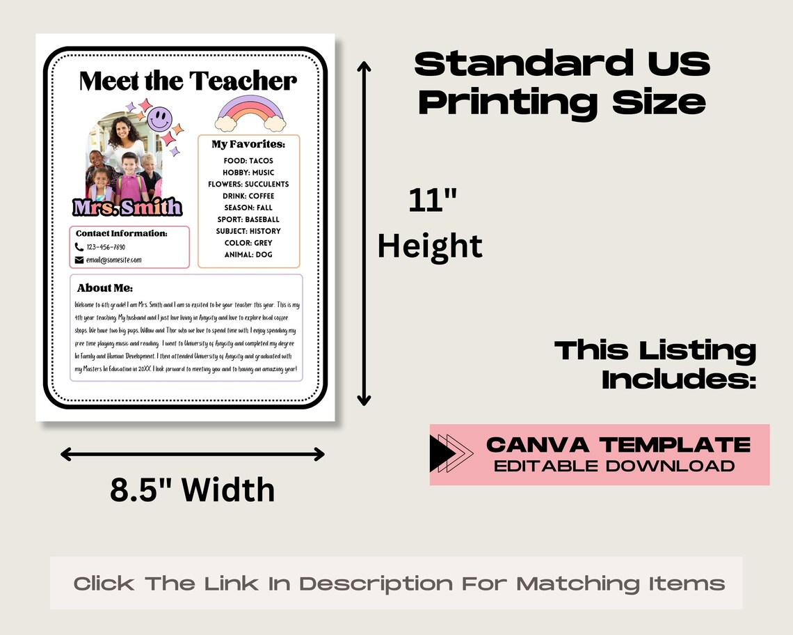 Retro Meet the Teacher Printable, Editable Teacher Introduction Letter ...