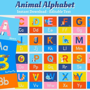 Animal Letters Classroom Decor Bundle, Editable Classroom Decor, Canva ...