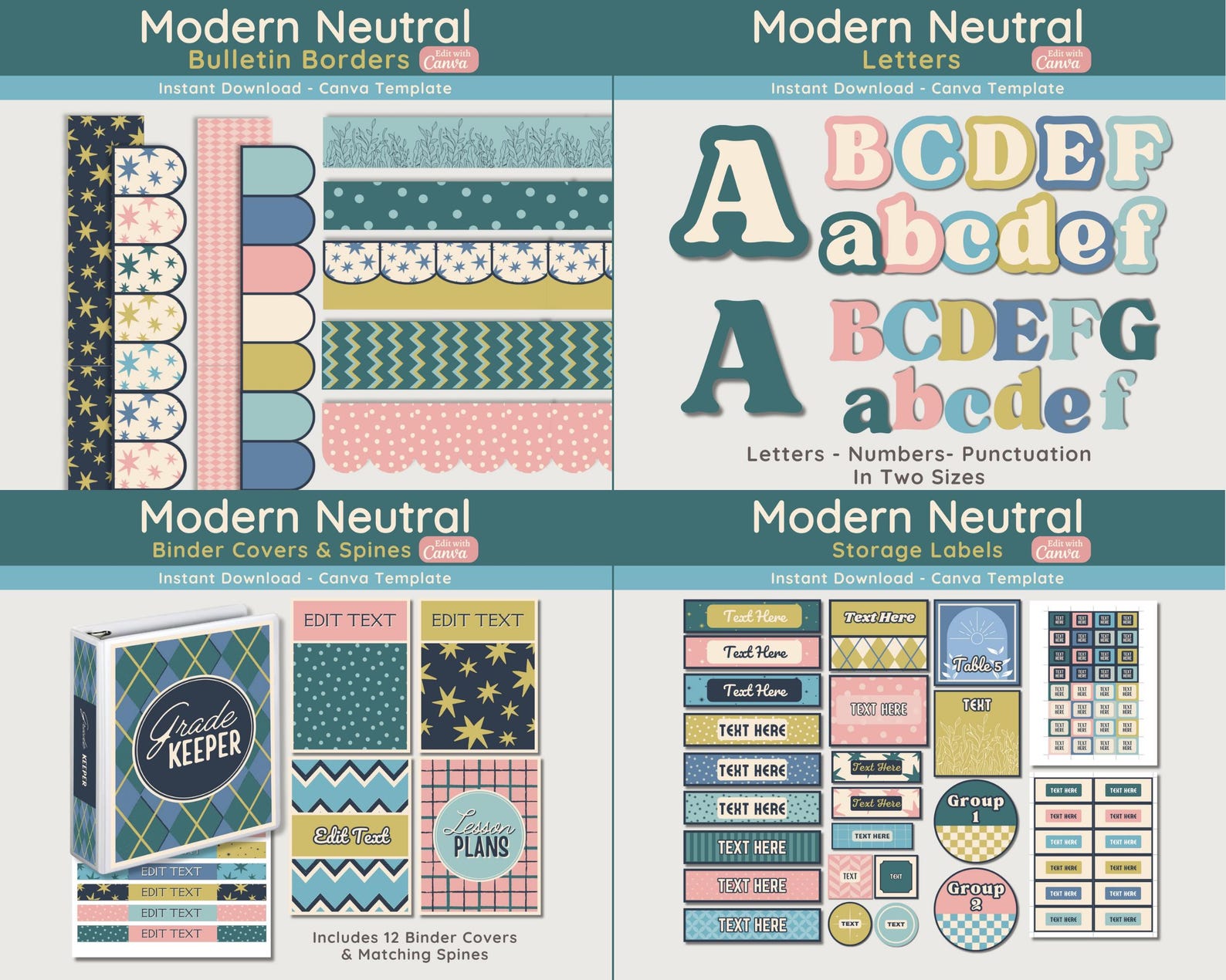 Editable Modern Classroom Decor Printable Bundle, Neutral Complete ...