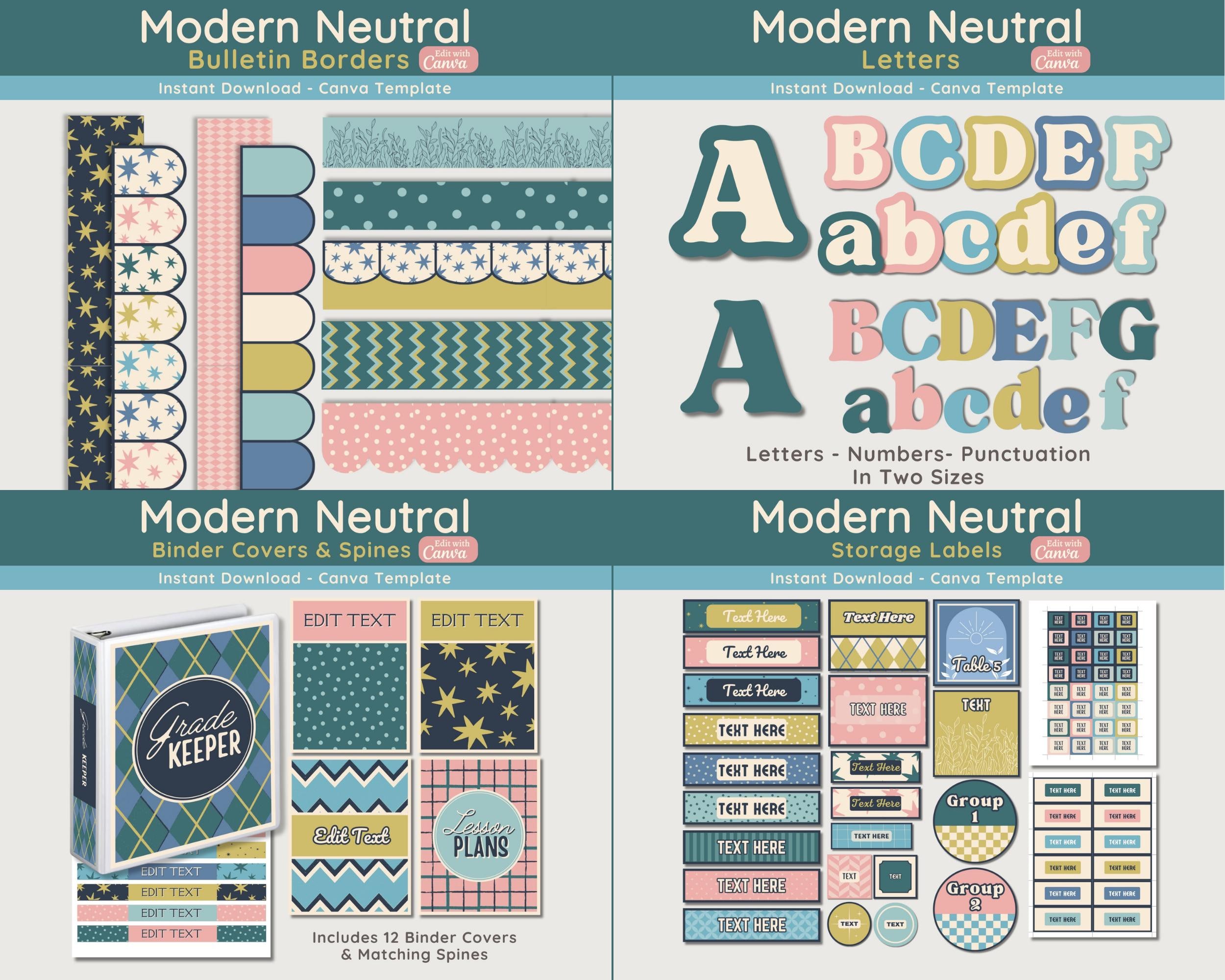 Editable Modern Classroom Decor Printable Bundle, Neutral Complete ...