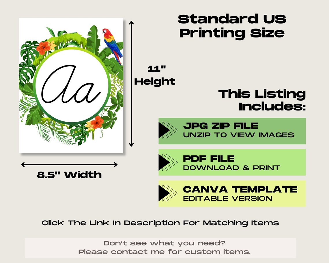 Jungle Alphabet, Editable A-Z Posters, Jungle Animal Classroom Decor ...